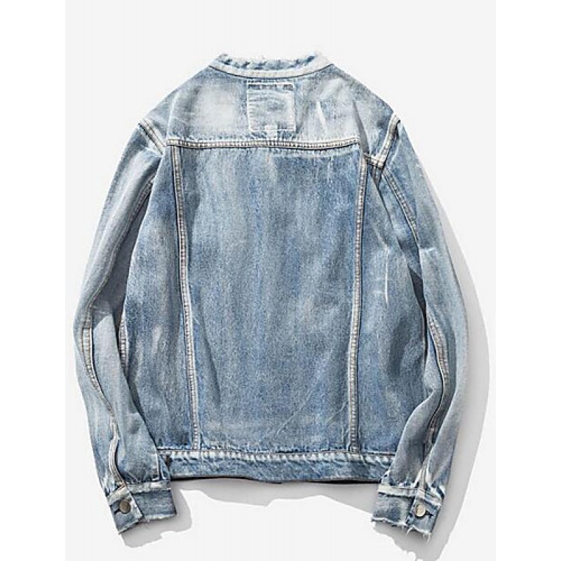 Men's Casual/Daily Simple Jackets,Solid Shirt Collar Long Sleeve Fall ...